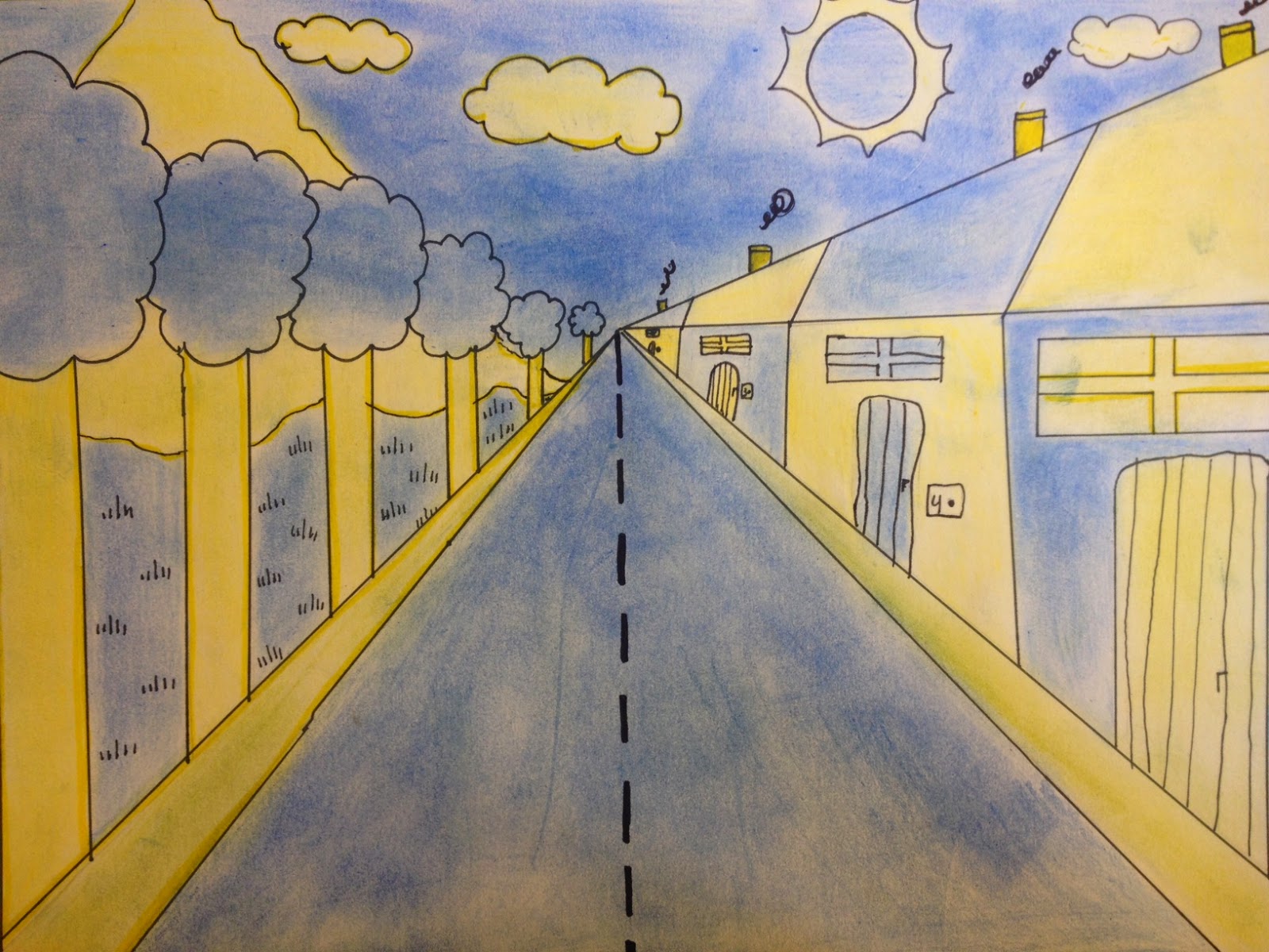 Plastische Opvoeding : PO 1: Perspectief met 1 vluchtpunt.